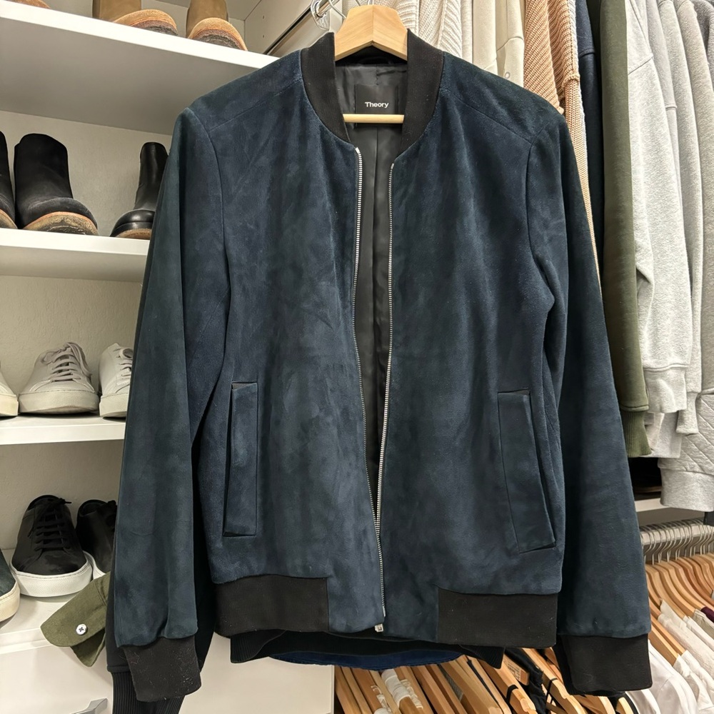 Theory Blue Suede Bomber - Gem